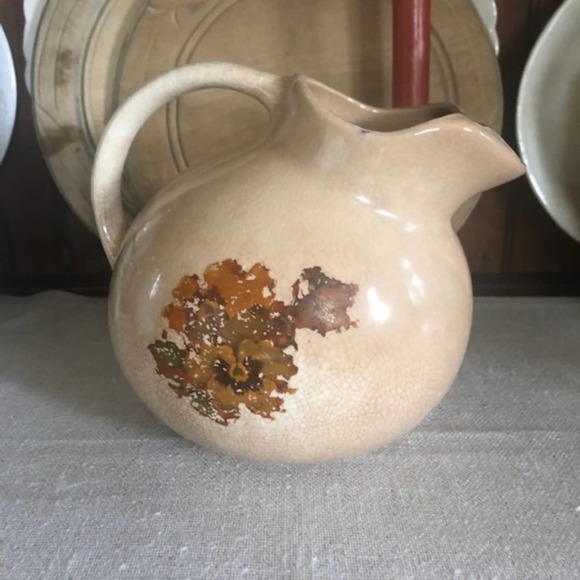 Vintage | Accents | Vintage Ball Pitcher Round Tilt Pottery Pitcher W ...